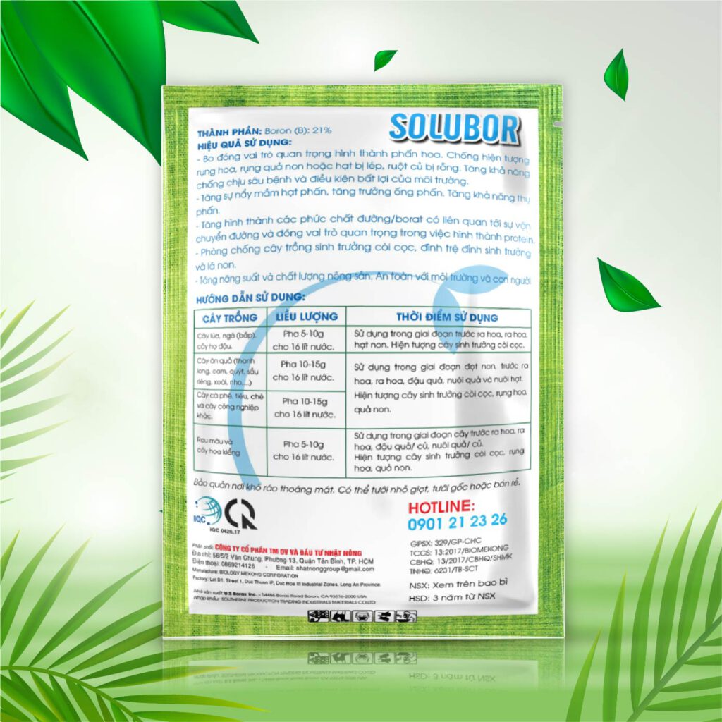 Tăng ra hoa đậu quả nhờ sử dụng Solubor 21 % của Mỹ