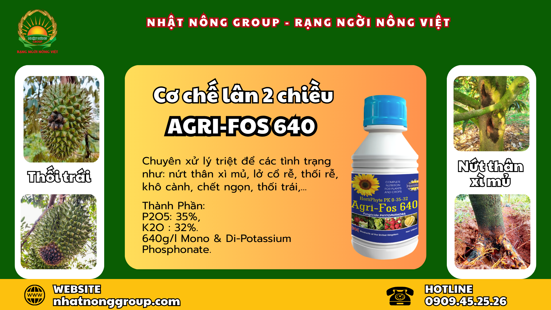 Cơ chế lân 2 chiều Agri-fos 640 tuyệt chiêu phòng ngừa thối trái sầu ...